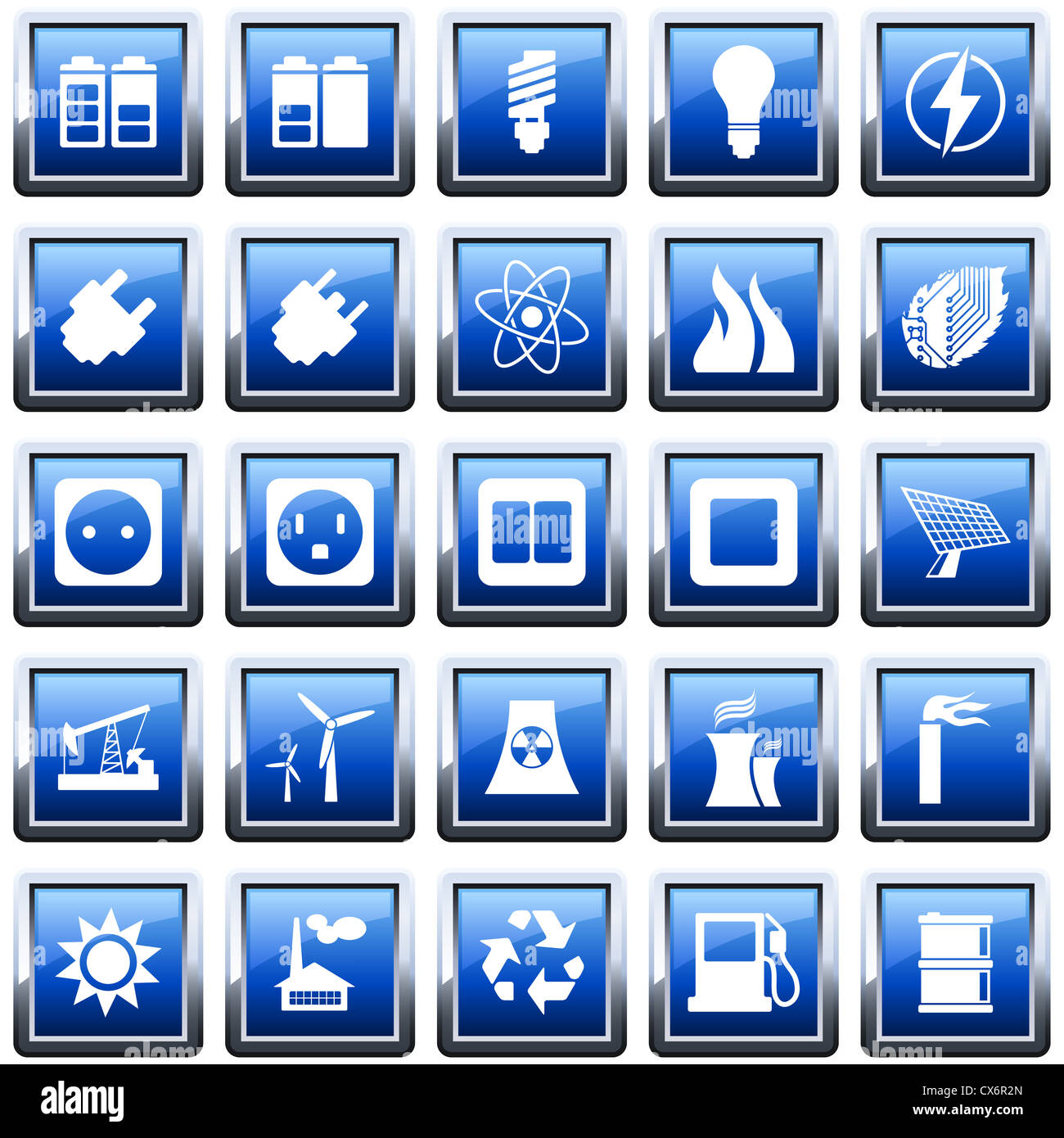 Electricity, power and energy icon set. Vector illustration Stock Photo ...