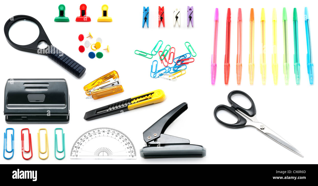 Assortment of stationery Stock Photo - Alamy