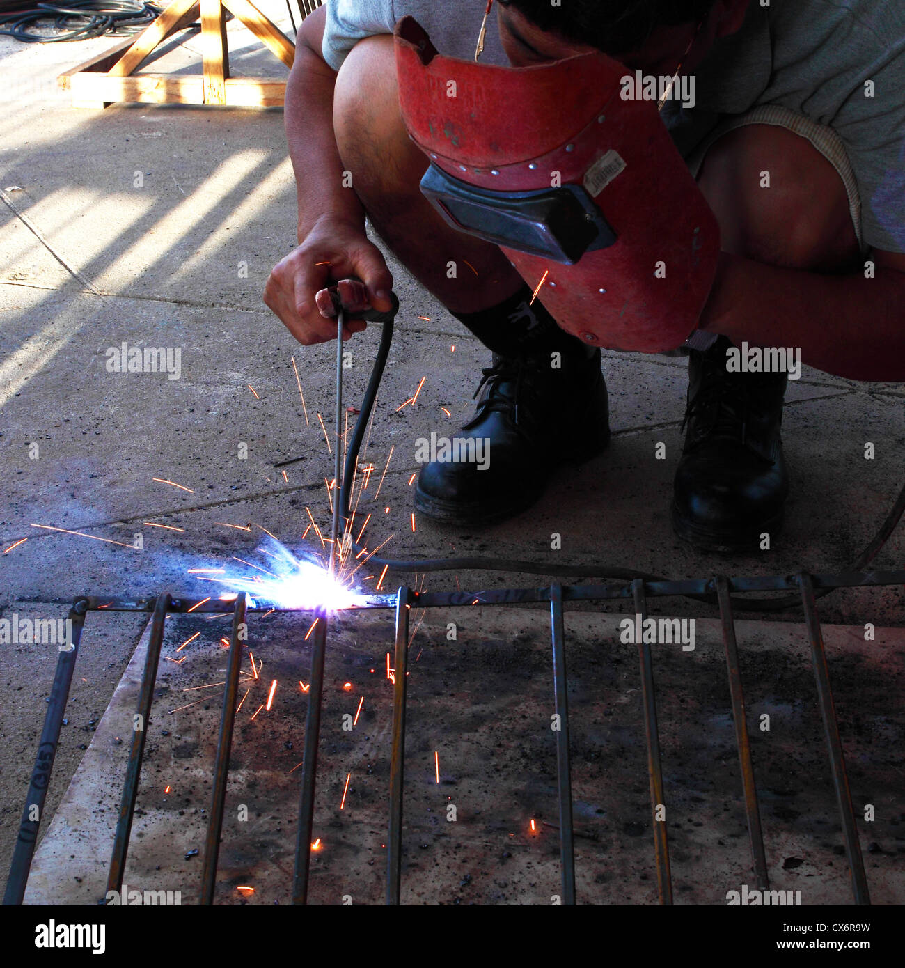 electric welding connecting square bar metal Stock Photo - Alamy