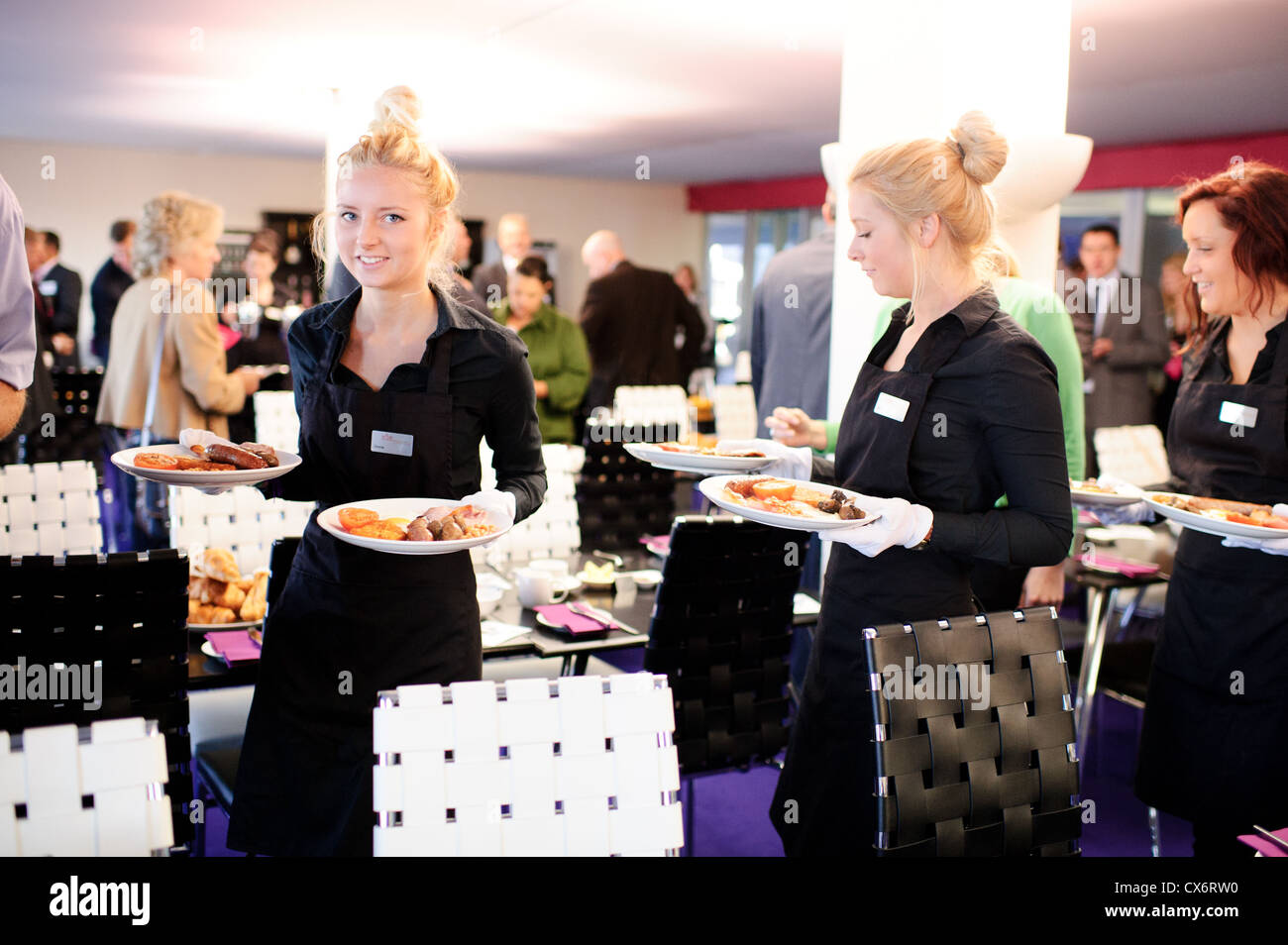 waitresses serving full english breakfast at executive breakfast ...