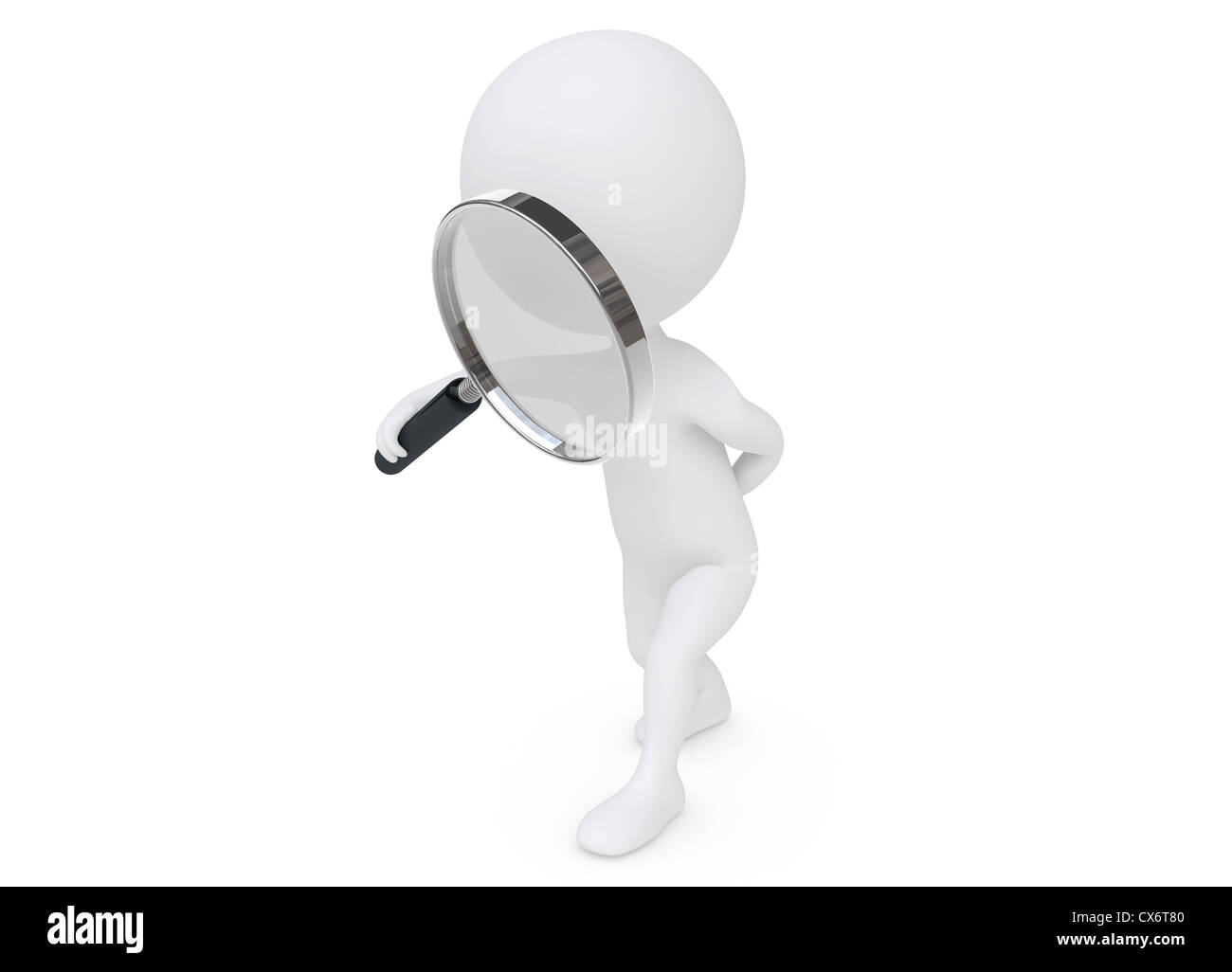 3d humanoid character with a magnifier on white Stock Photo - Alamy
