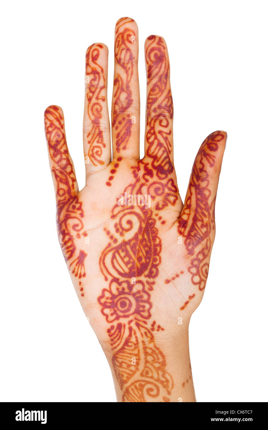 indian woman hand with henna isolated on white Stock Photo - Alamy