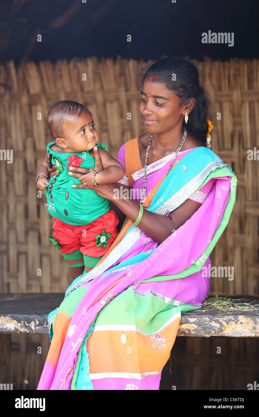 Indian mother with child Andhra Pradesh South India Stock Photo - Alamy