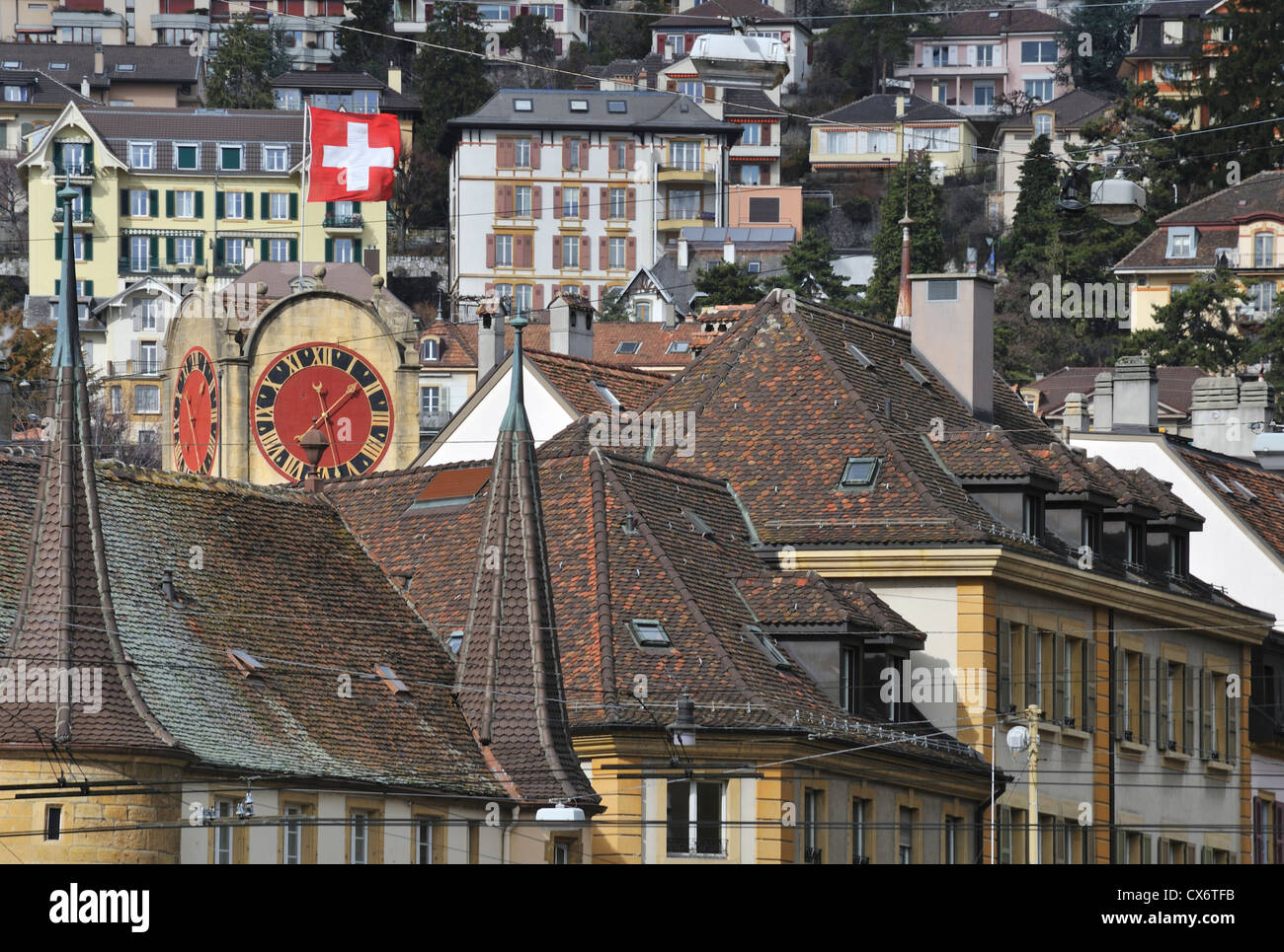 Rooftops of Neuchatel, Switzerland Stock Photo - Alamy