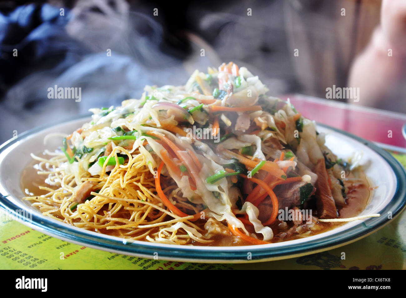 vegetarian chowmein served in a restaurant in Darjeeling India Stock ...