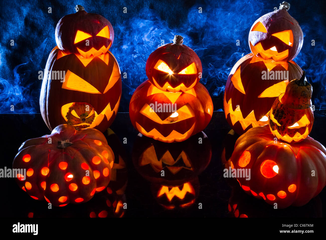 Groups of strange pumpkins for Halloween Stock Photo - Alamy