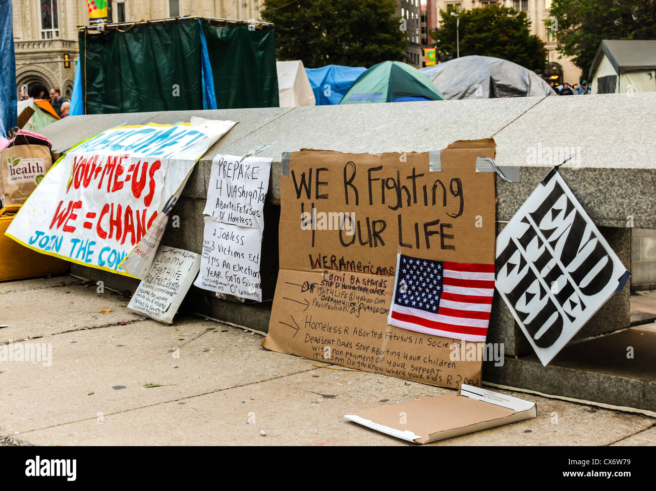 Occupy Wall Street Protest Signs Stock Photo - Alamy