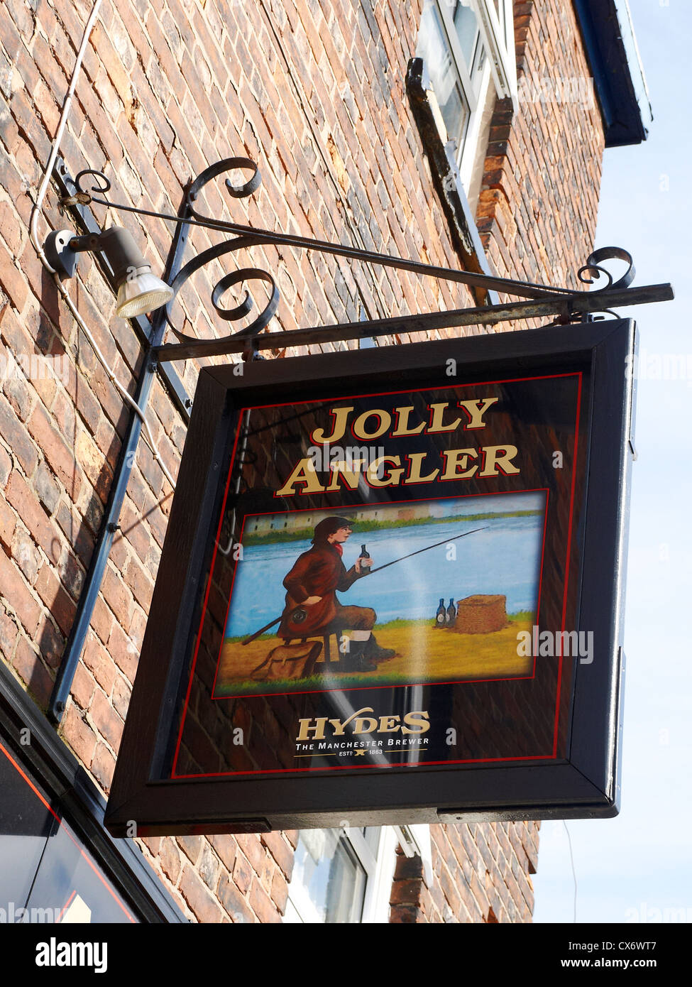Jolly Angler pub sign in Manchester UK Stock Photo - Alamy