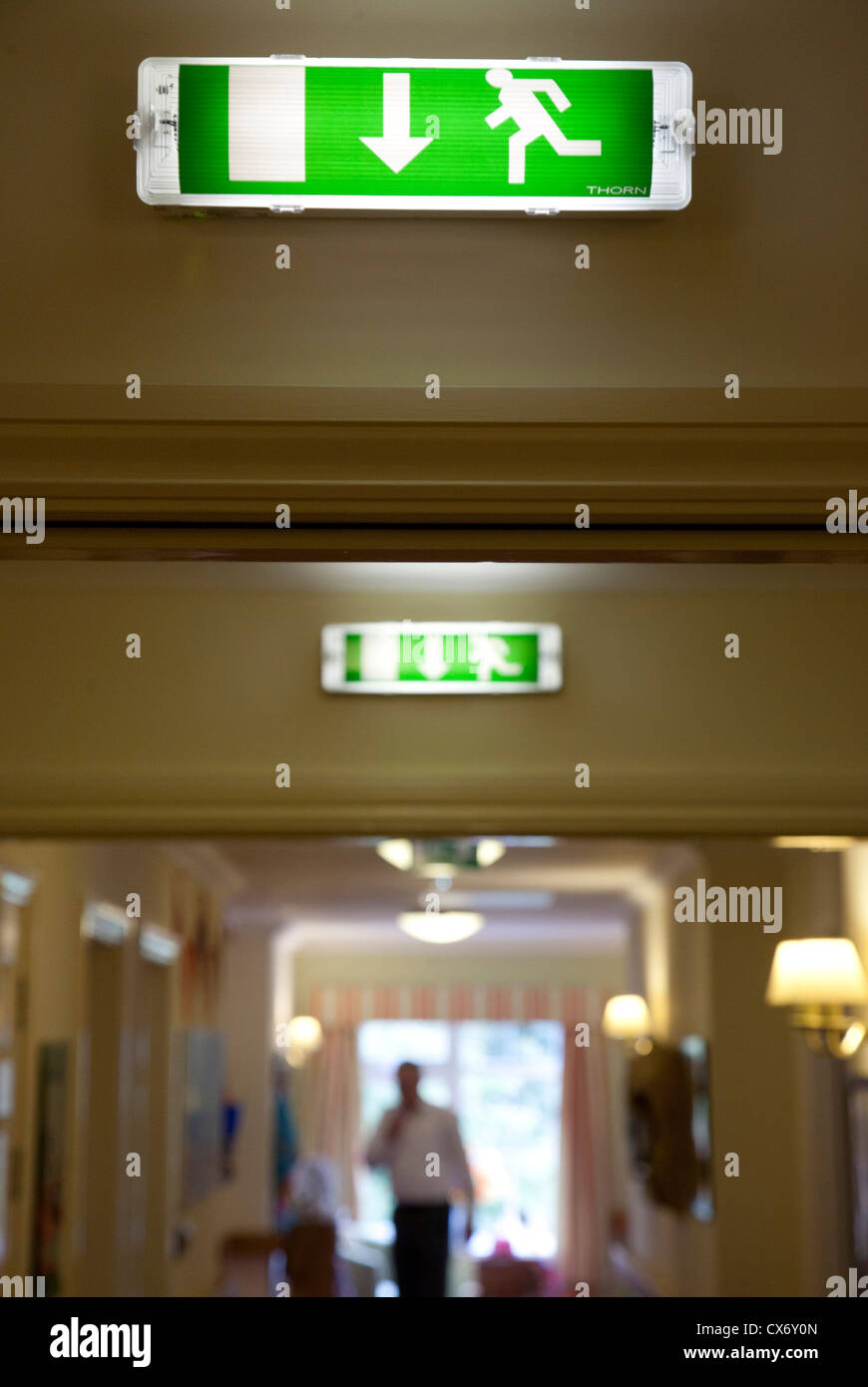 Emergency exit, Care home, England, UK Stock Photo - Alamy