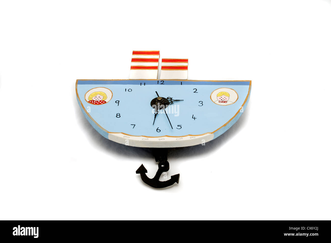battery operated blue boat clock Stock Photo - Alamy