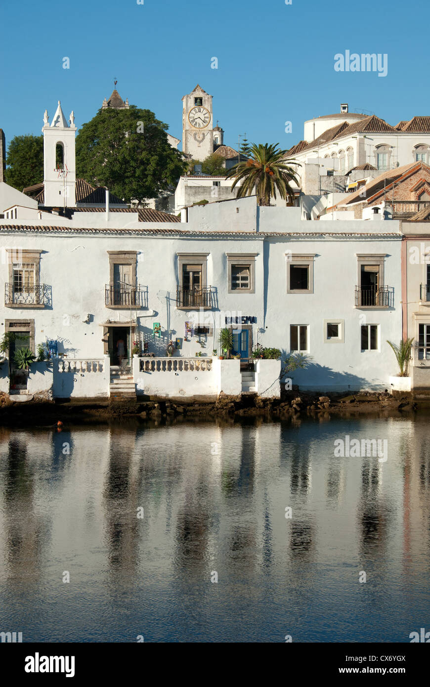 ALGARVE, PORTUGAL. The historic town of Tavira on the banks of the Rio ...