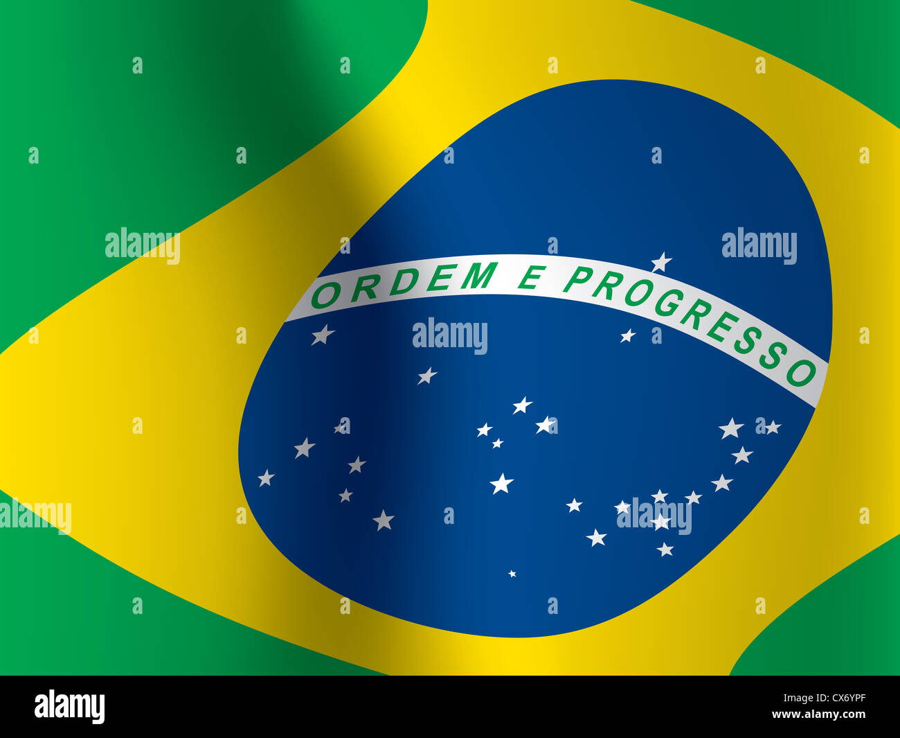 close up of waved flag of Brazil illustration Stock Photo - Alamy