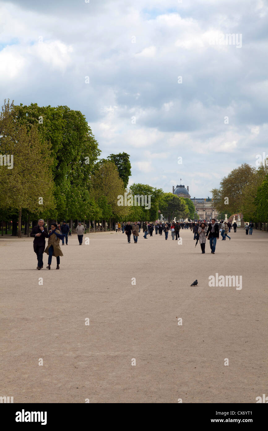 A overcast spring day in the Jardin des Tuileries, Paris, France Stock ...