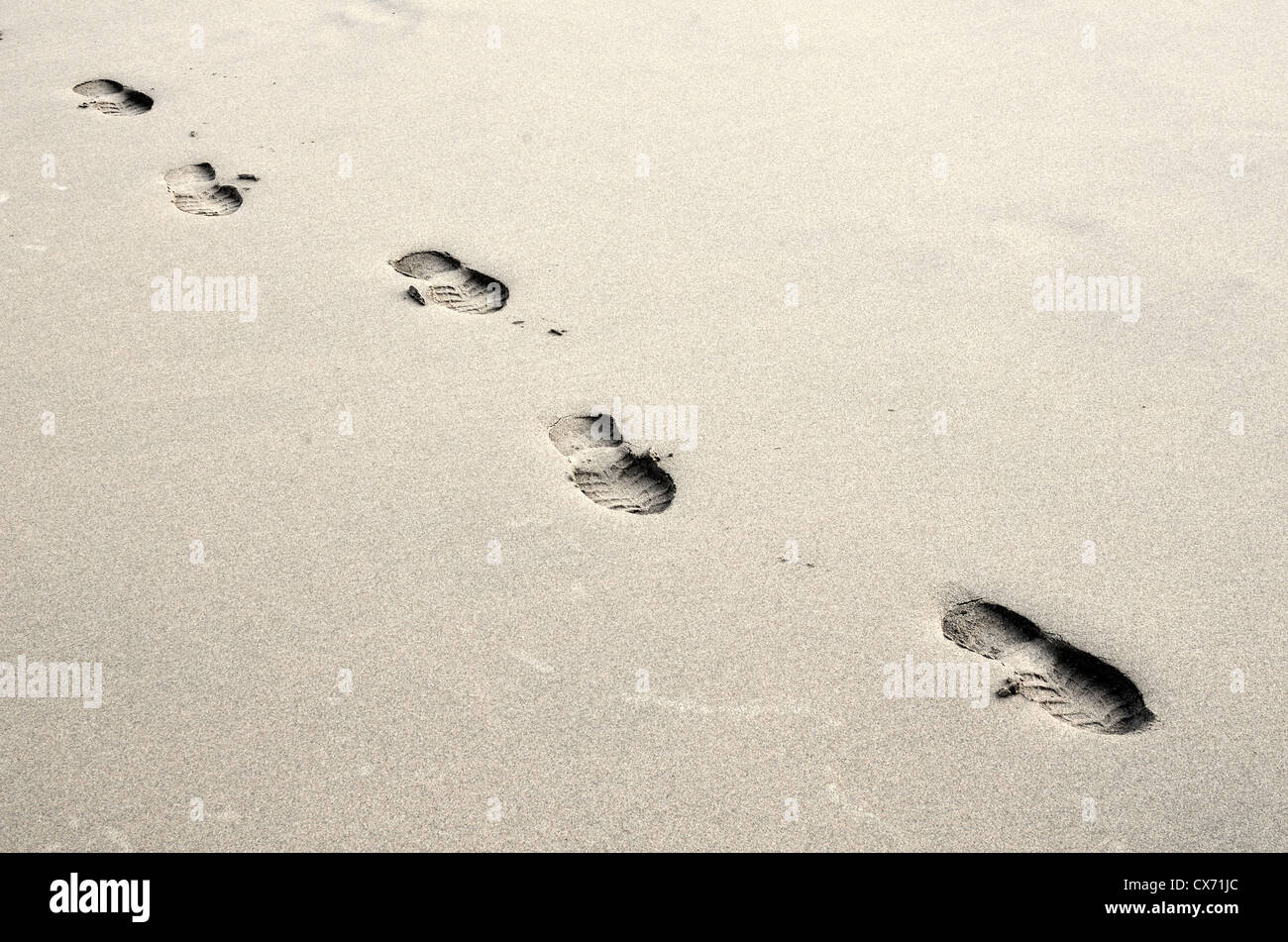 Concept of 'human activity' - Solitary track of human footprints in ...