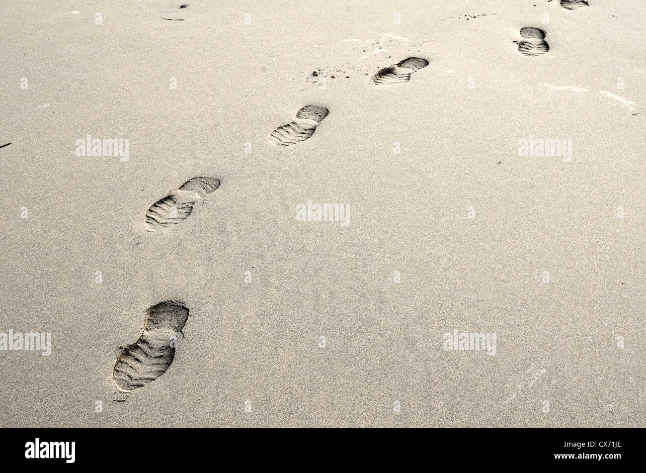 Concept of 'human activity'. Solitary track of human footprints in ...