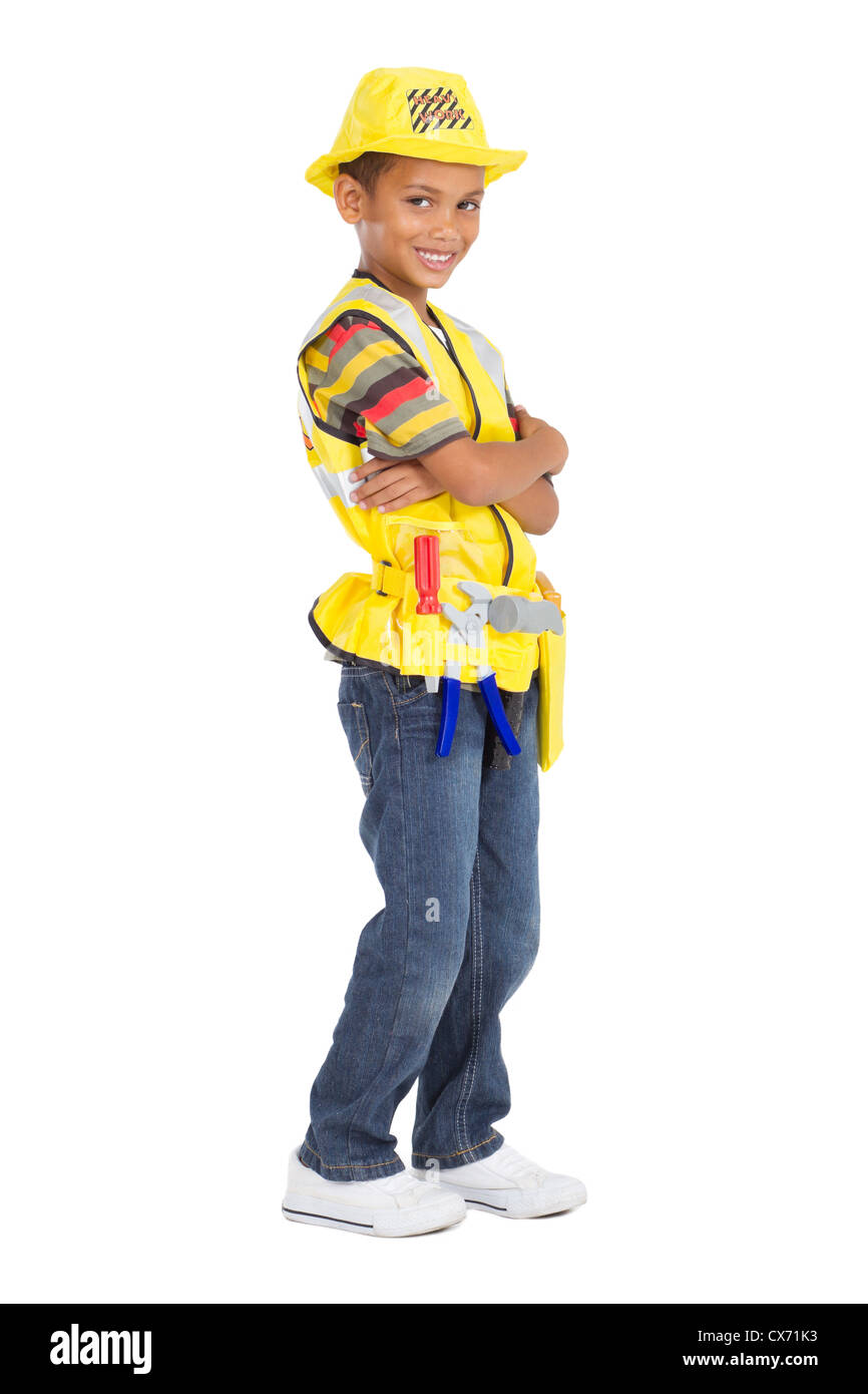 little boy as construction worker Stock Photo - Alamy