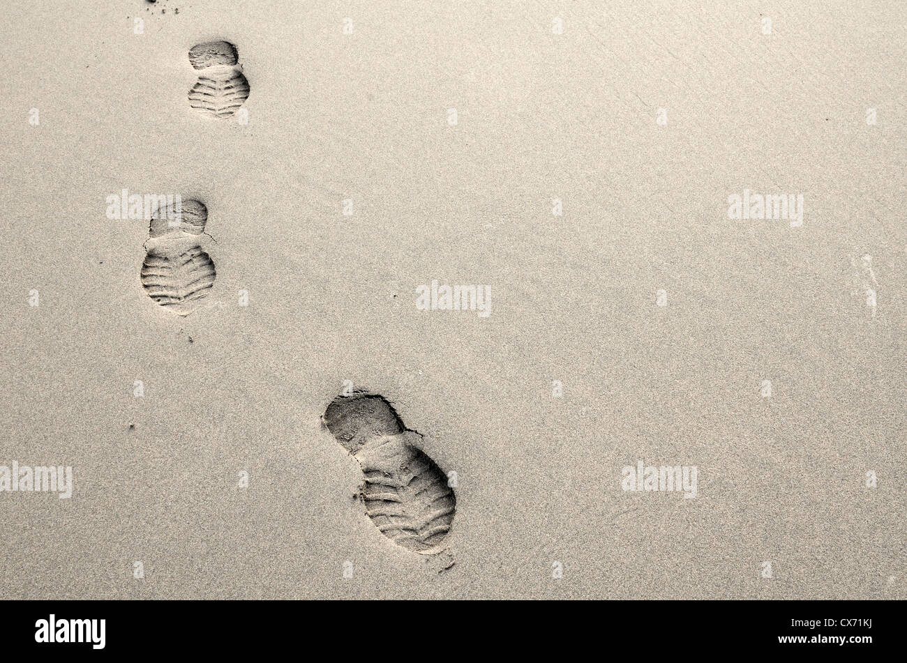 Concept of 'human activity' - Solitary track of human footprints in ...