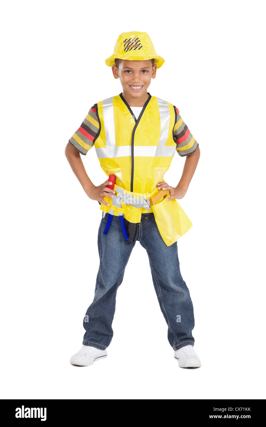 little boy as construction worker Stock Photo - Alamy