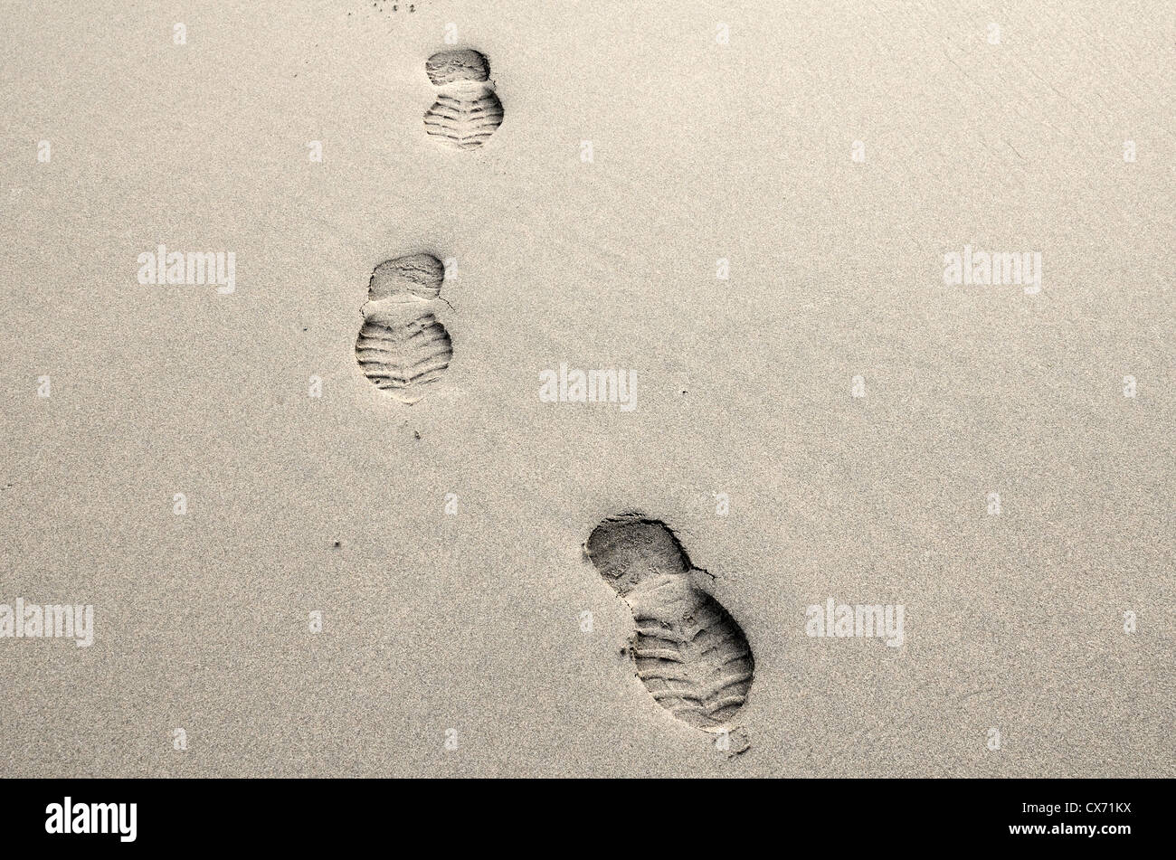 Concept of 'human activity' - Solitary track of human footprints in ...