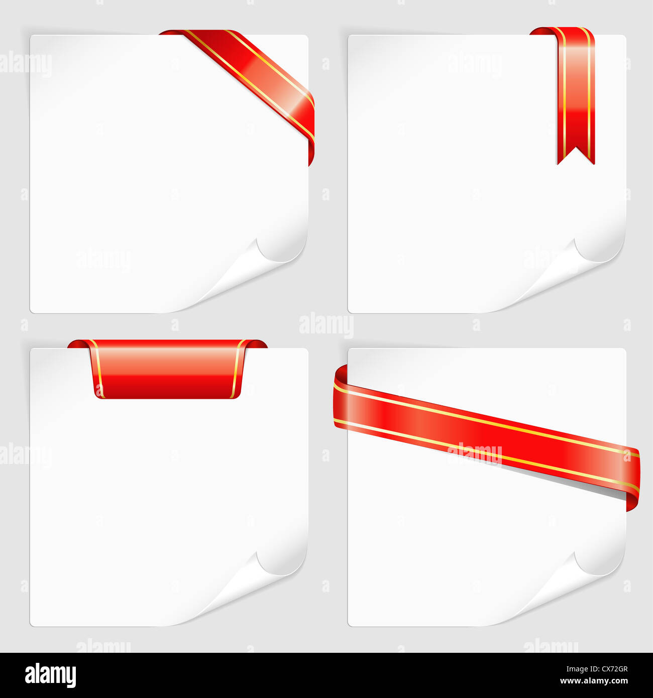 Set of white Sheets of Paper for your text with Ribbons, vector ...