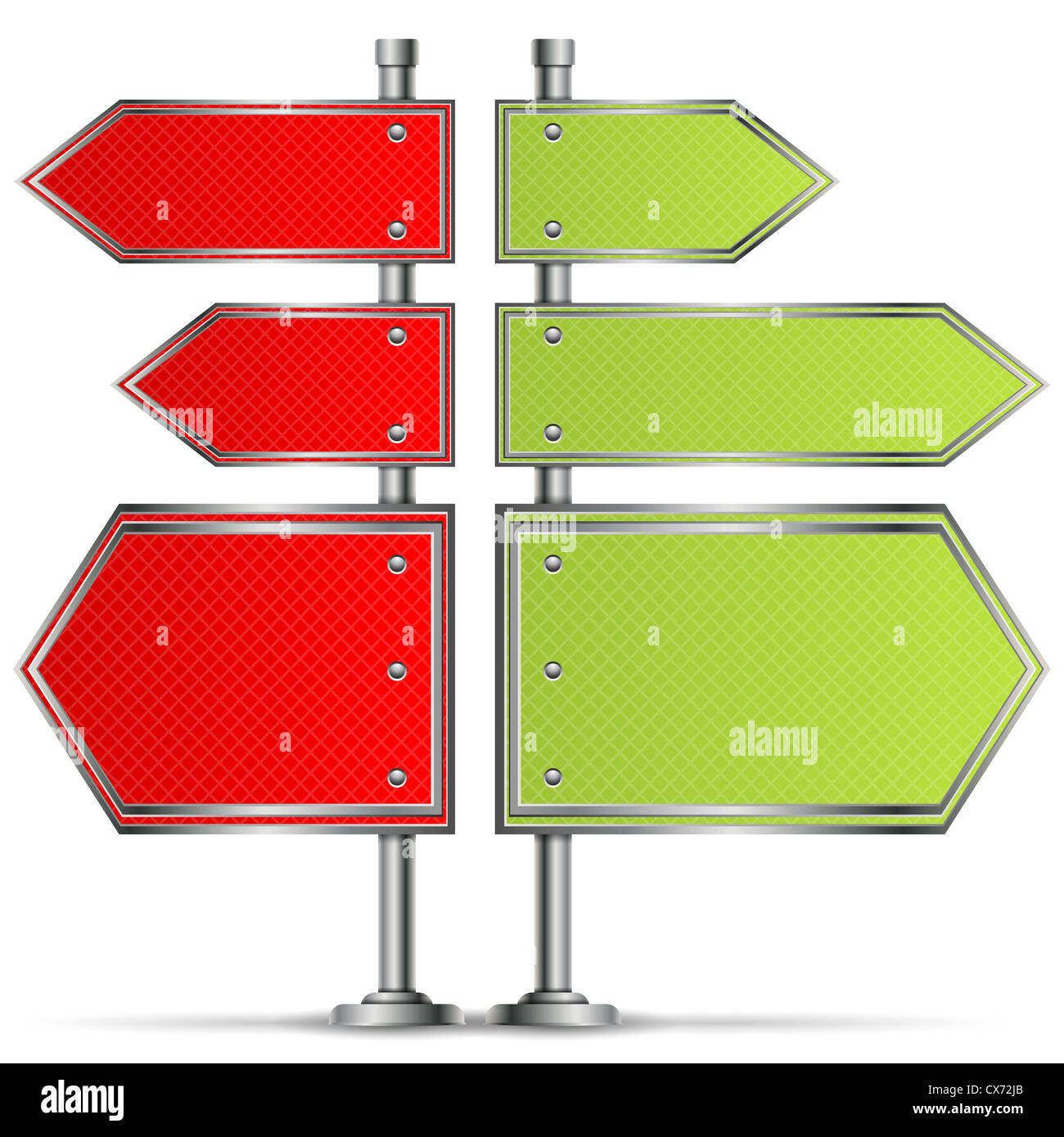 Pole with Blank Red and Green Road Signs, vector illustration Stock ...