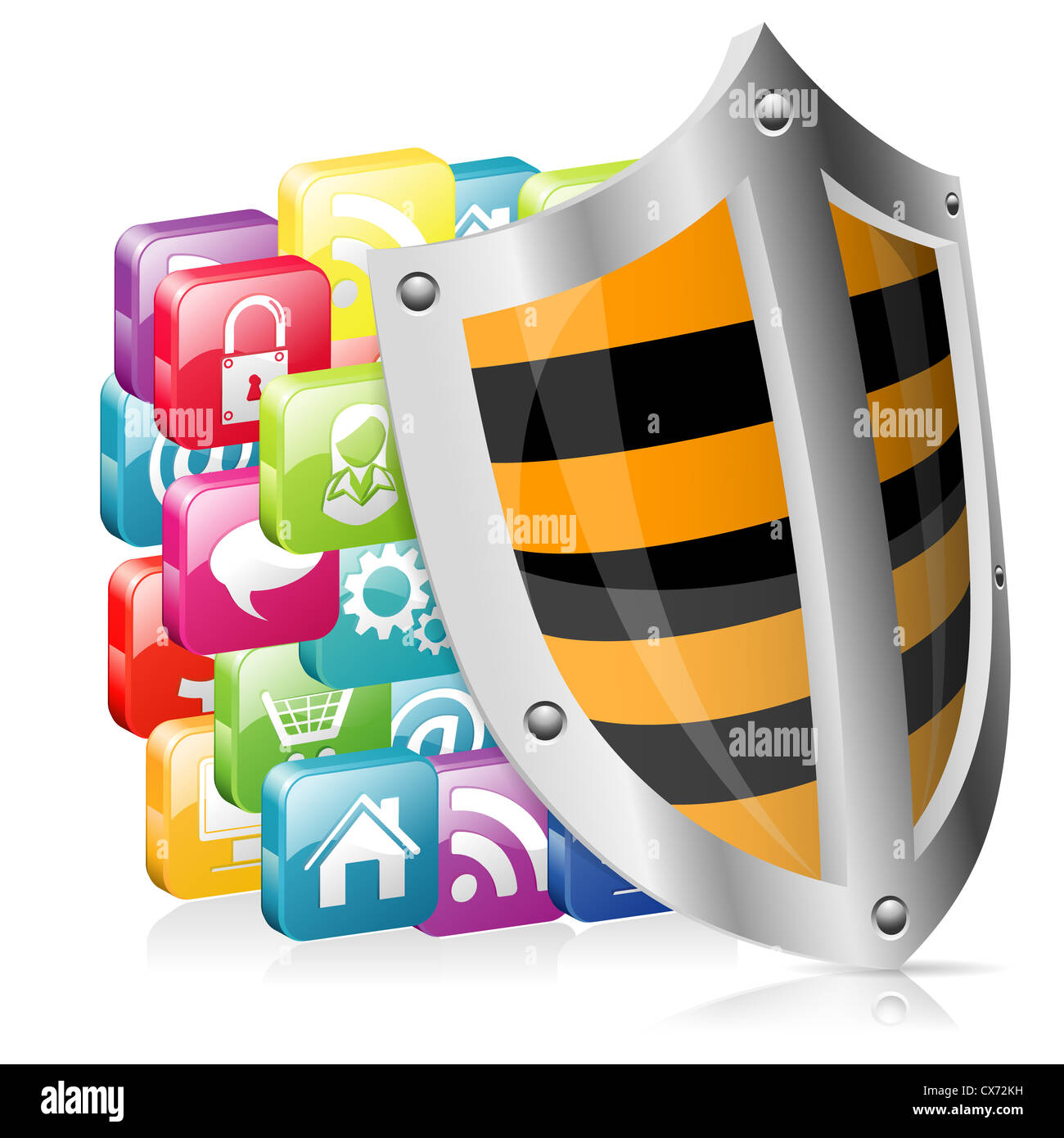Business concept - Shield Protects Application Icons, vector ...