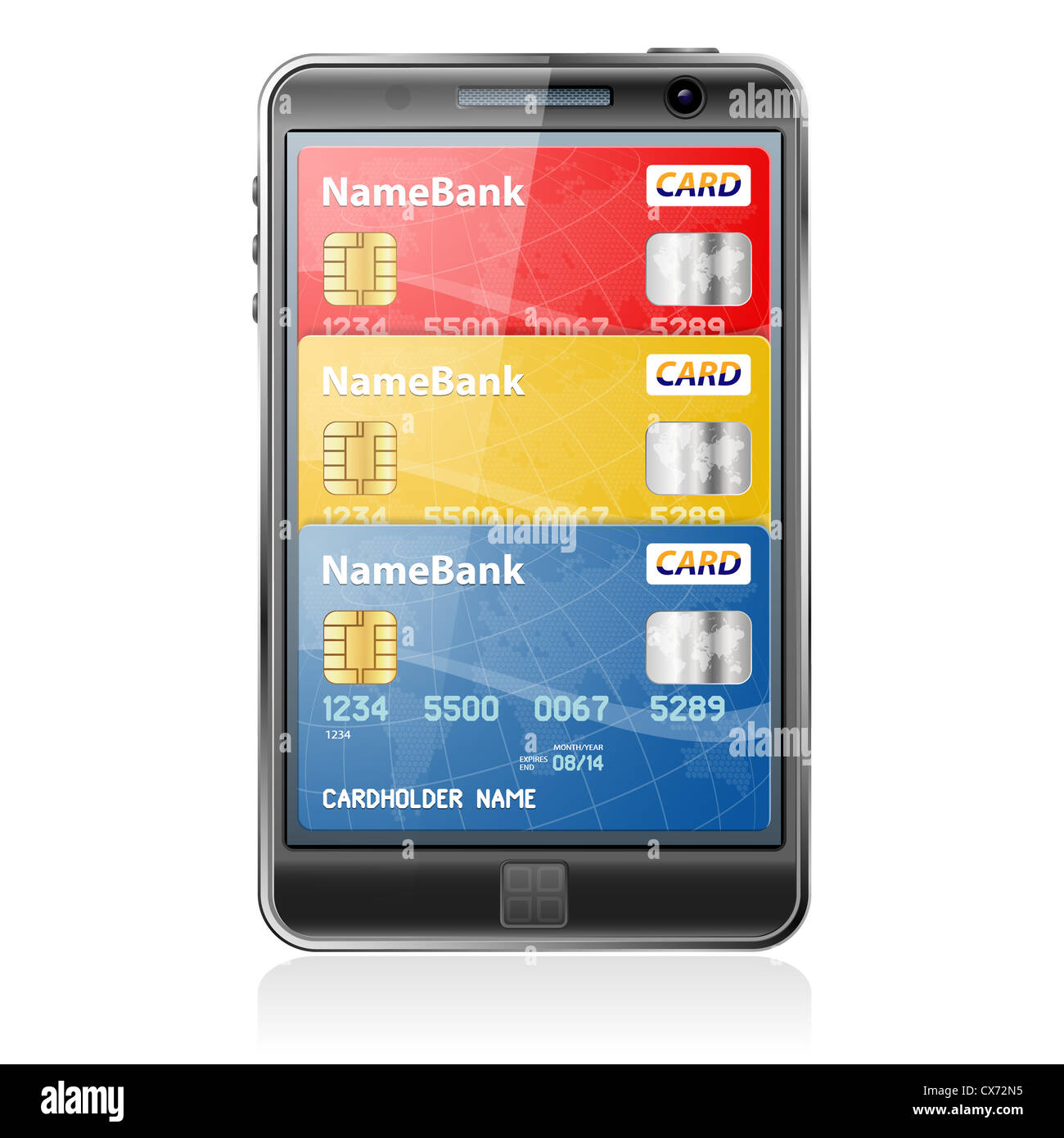 Mobile Smart Phone with Credit Cards. Internet Shopping and Electronic ...