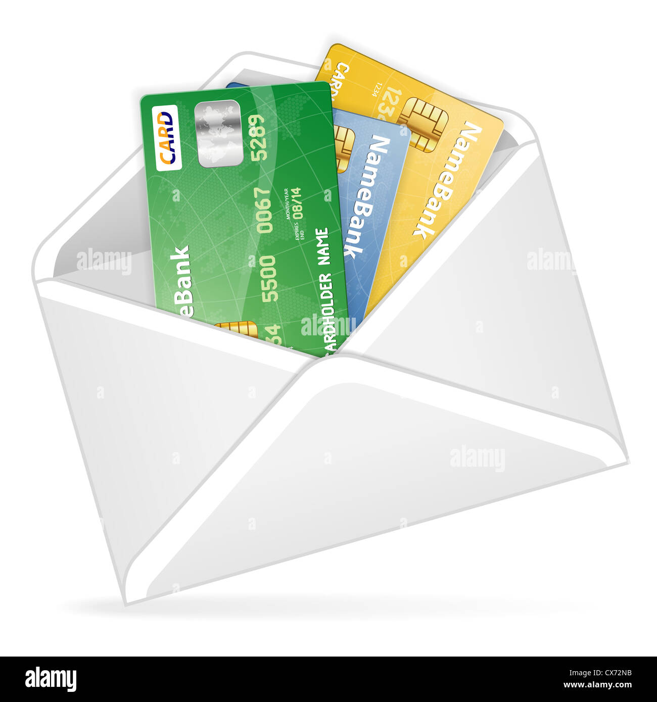 Open the Envelope with various Credit Cards, vector illustration Stock ...