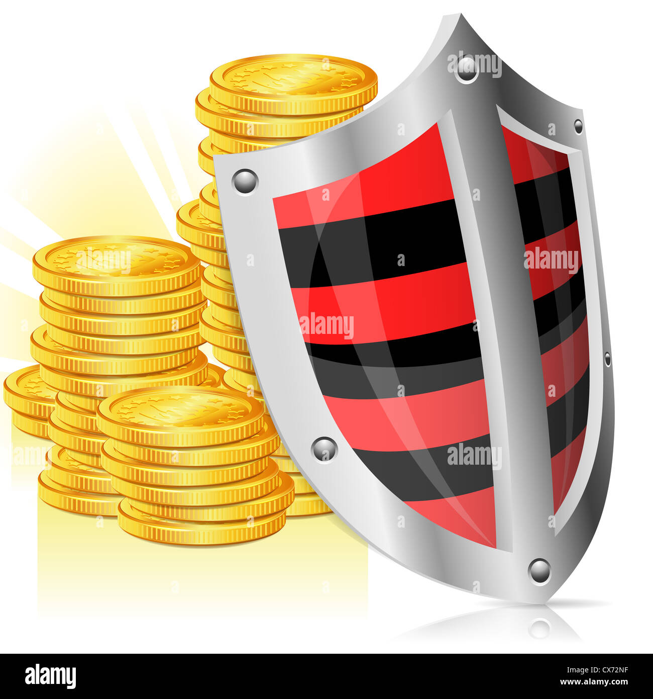 Business concept - Shield protects Money, vector illustration Stock ...