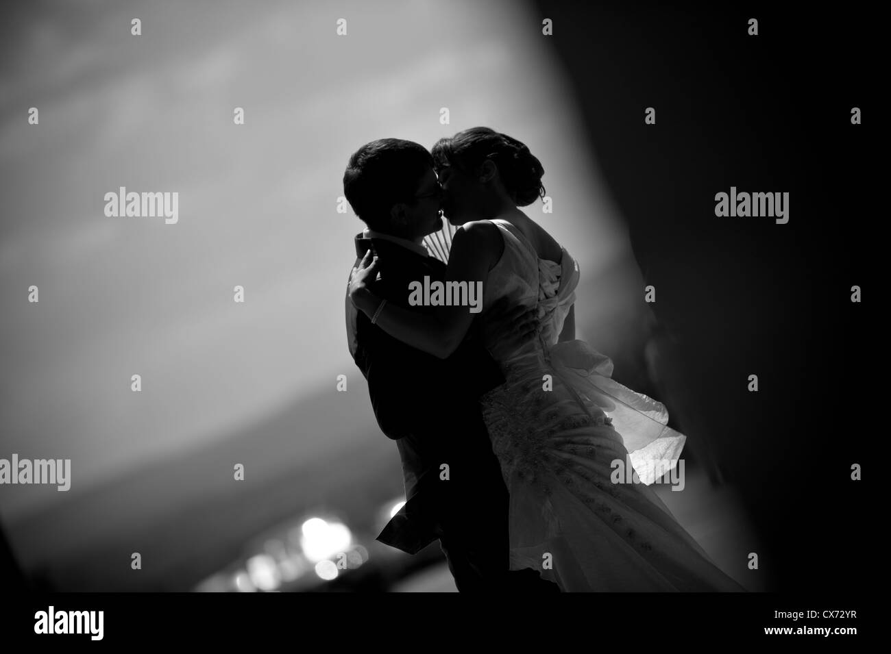 profile of a just married couple Stock Photo - Alamy