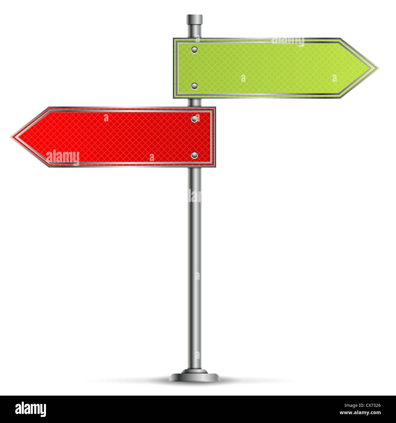 Pole with Blank Red and Green Road Signs, vector illustration Stock ...