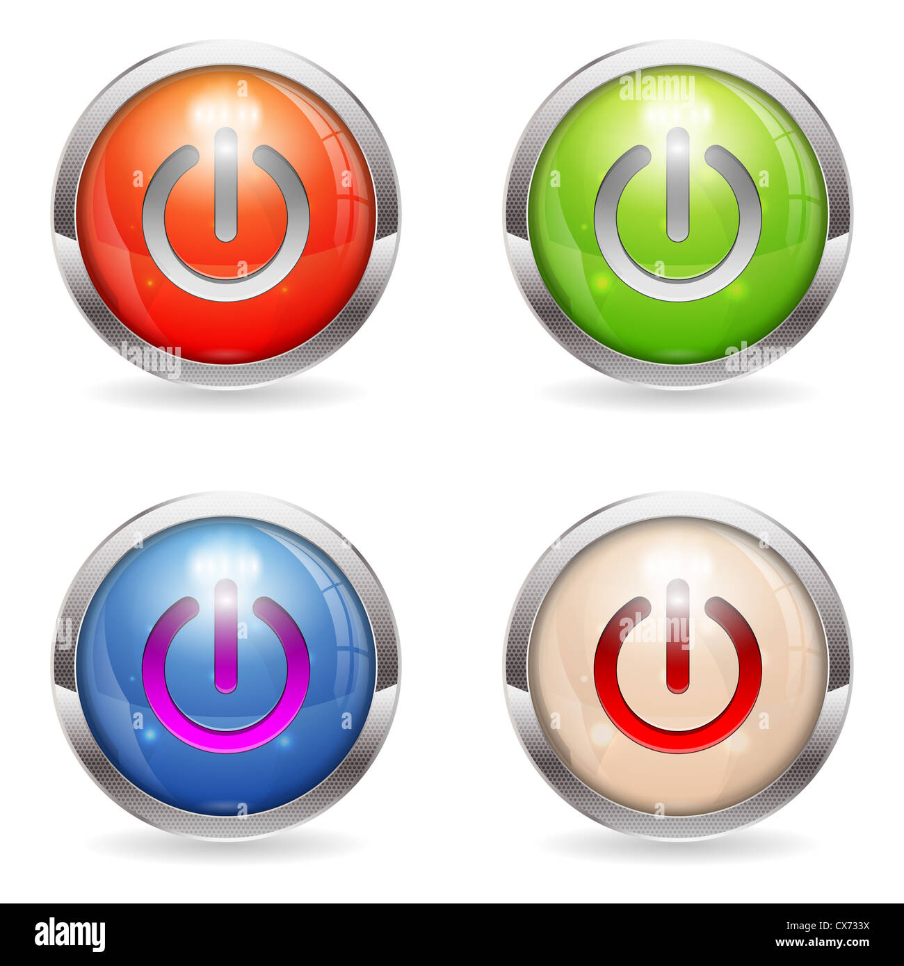 Set three dimensional round button with Switch icon, vector ...