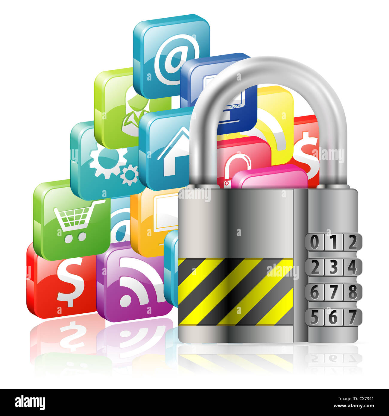 Business concept - Padlock Protects Application Icons, vector ...