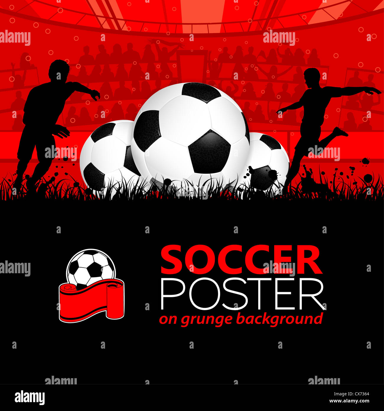 Soccer poster background players silhouette hi-res stock photography ...