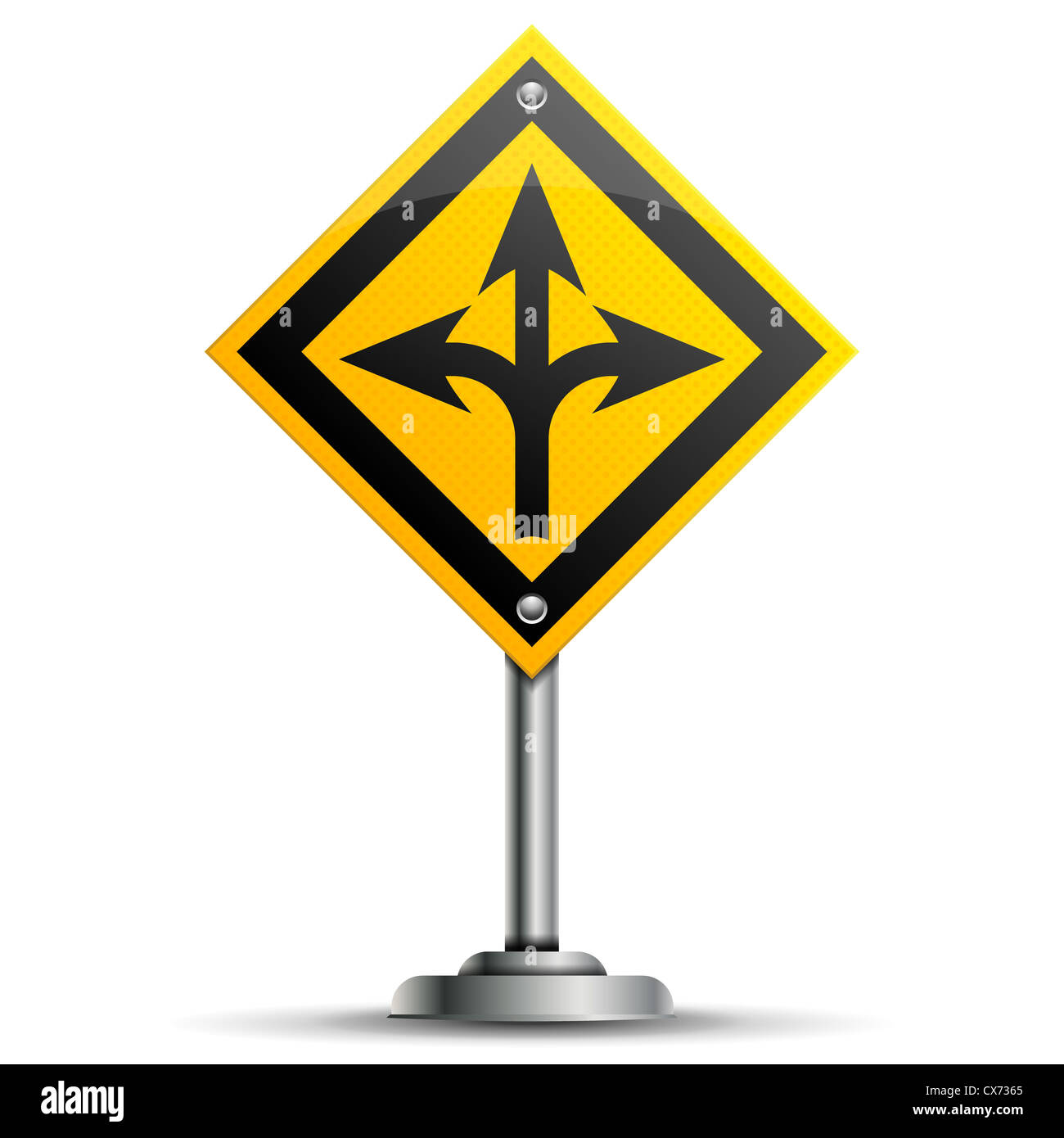 Pole with Sign pointing to direction of any, isolated on white ...