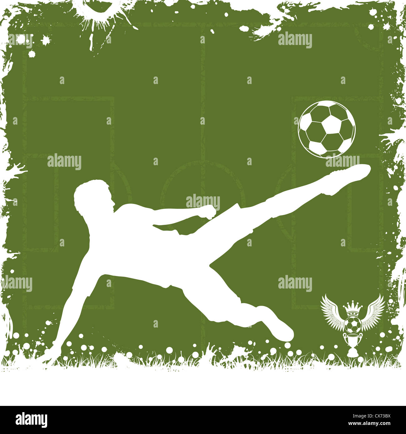Soccer Grunge Frame with Football Player, vector illustration Stock ...