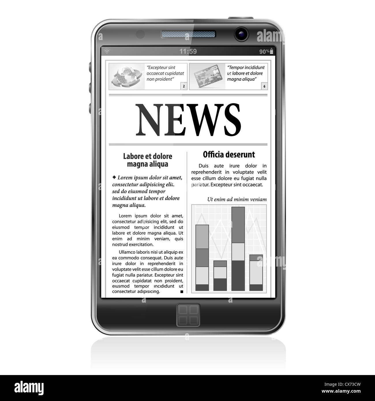 Digital News Concept with Business Newspaper on screen Smart Phone ...