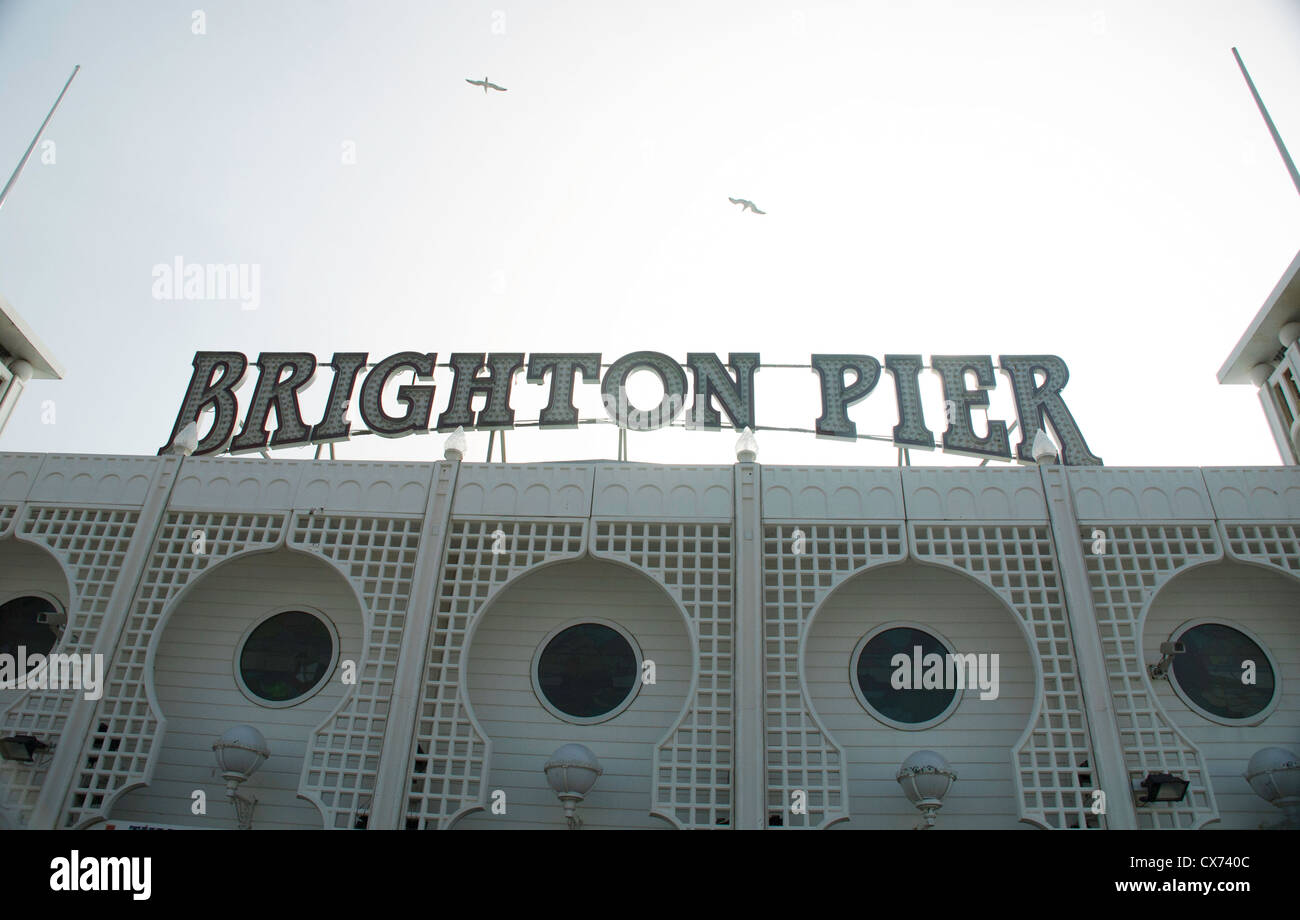 Brighton Pier sign Stock Photo - Alamy