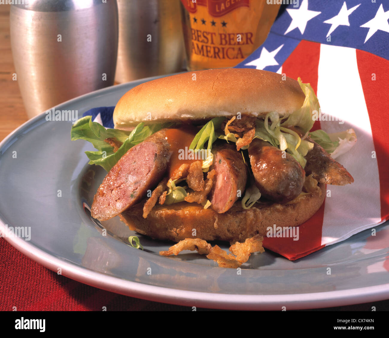 Sausage - burger Stock Photo - Alamy