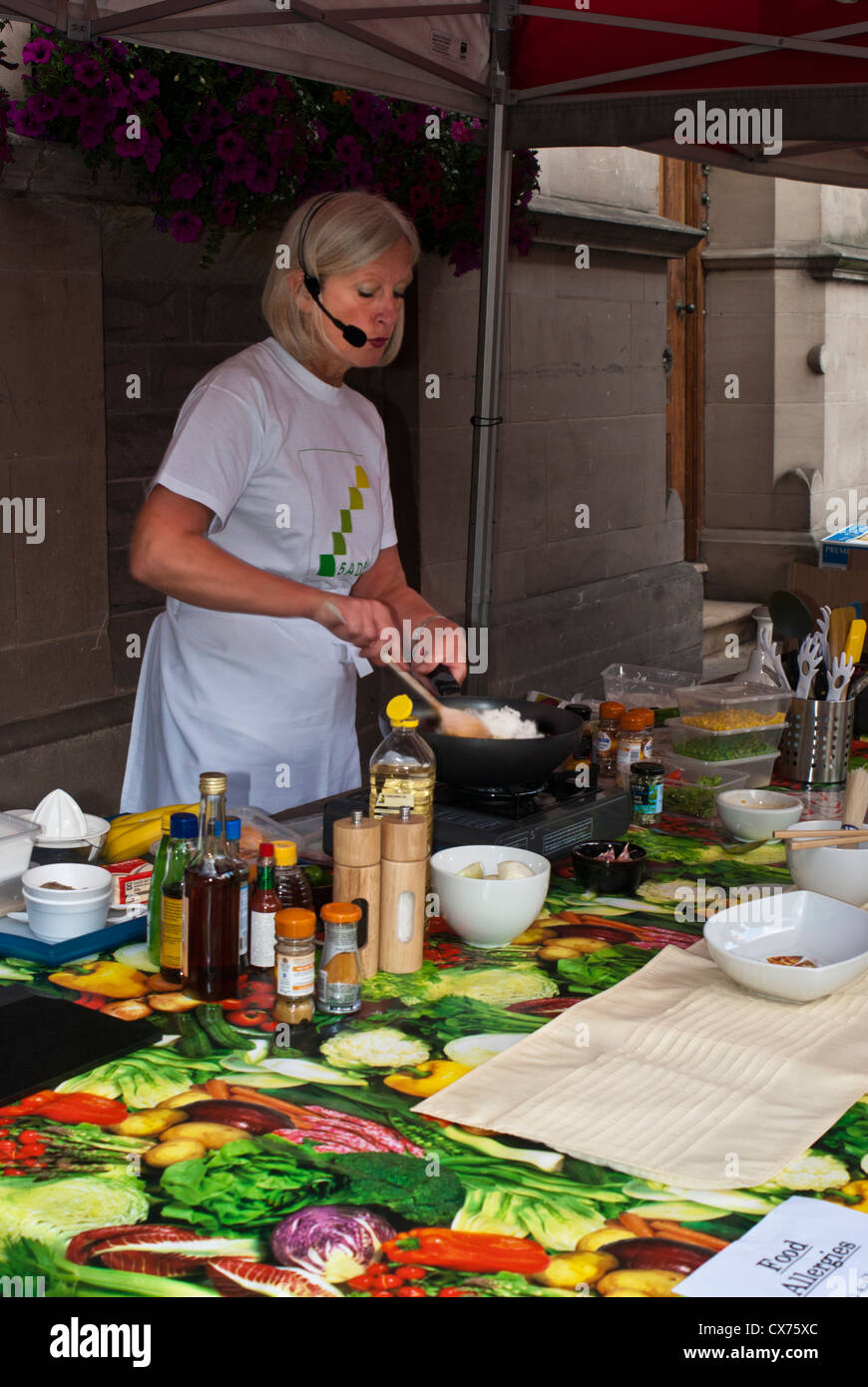 A public healthy eating food demonstration in Newark market place ...