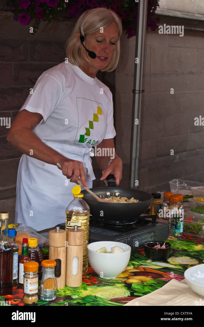 A public healthy eating food demonstration in Newark market place ...