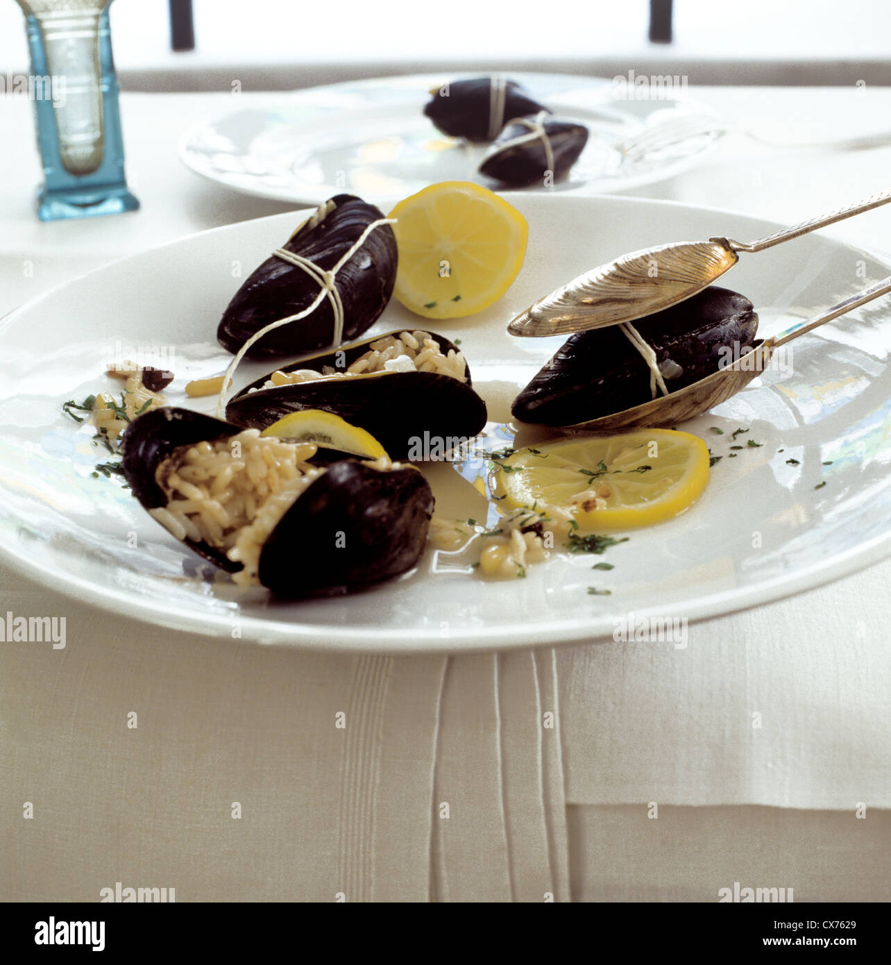 Filled blue mussels (Midiya dolmasi Stock Photo - Alamy