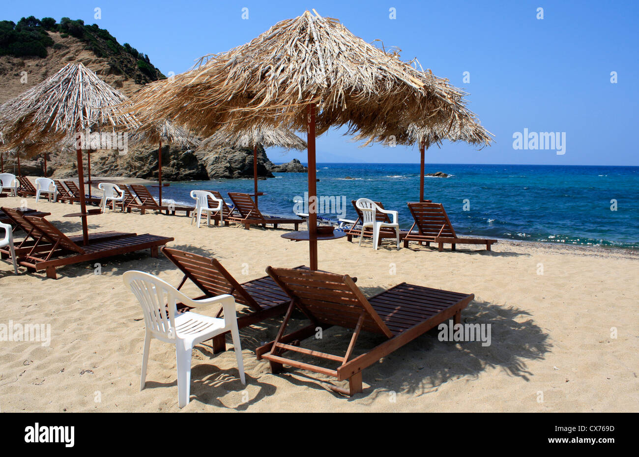 Empty Deserted Beach in Greece Skiathos Sporades Island Aegean Sea ...