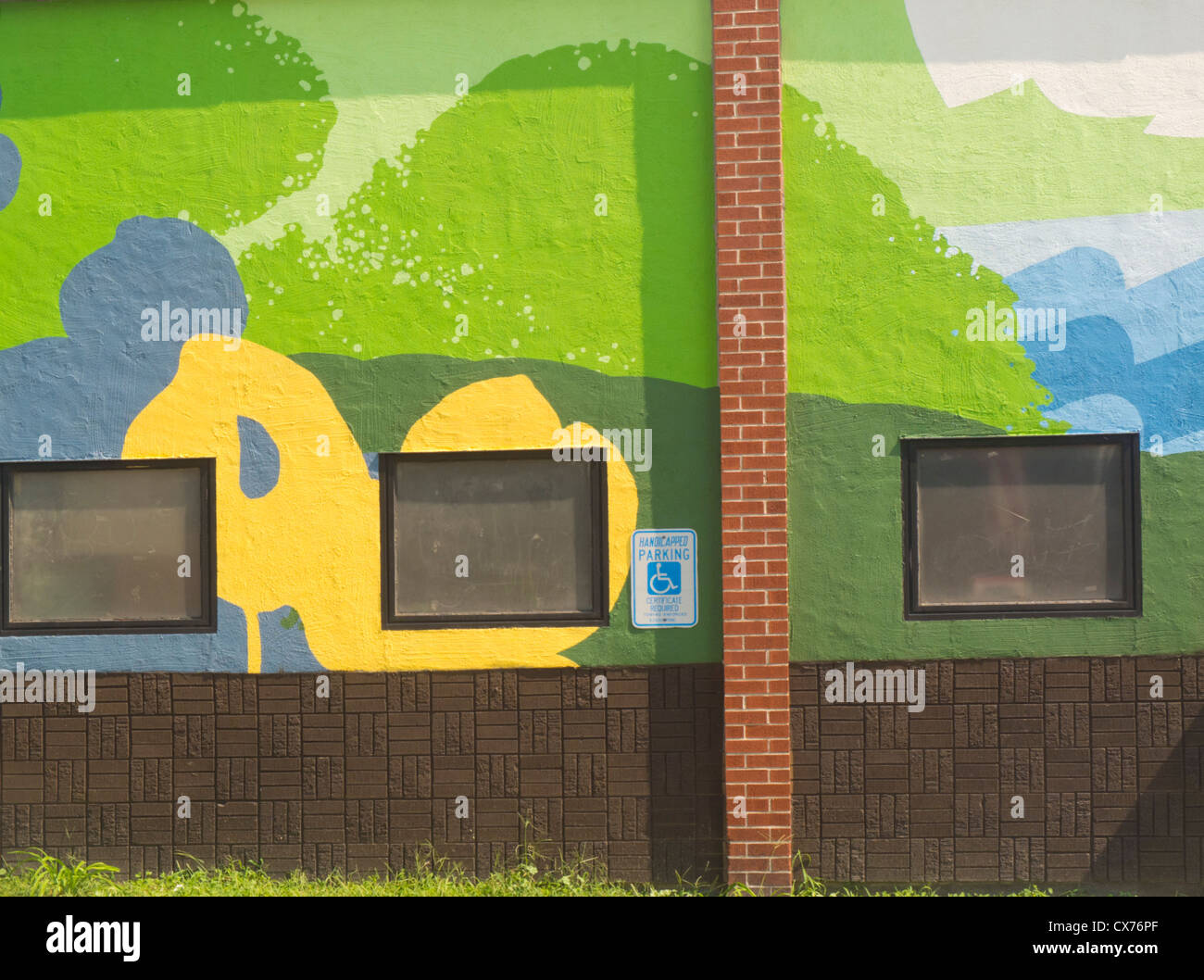 Mural on the side of a school building Stock Photo - Alamy