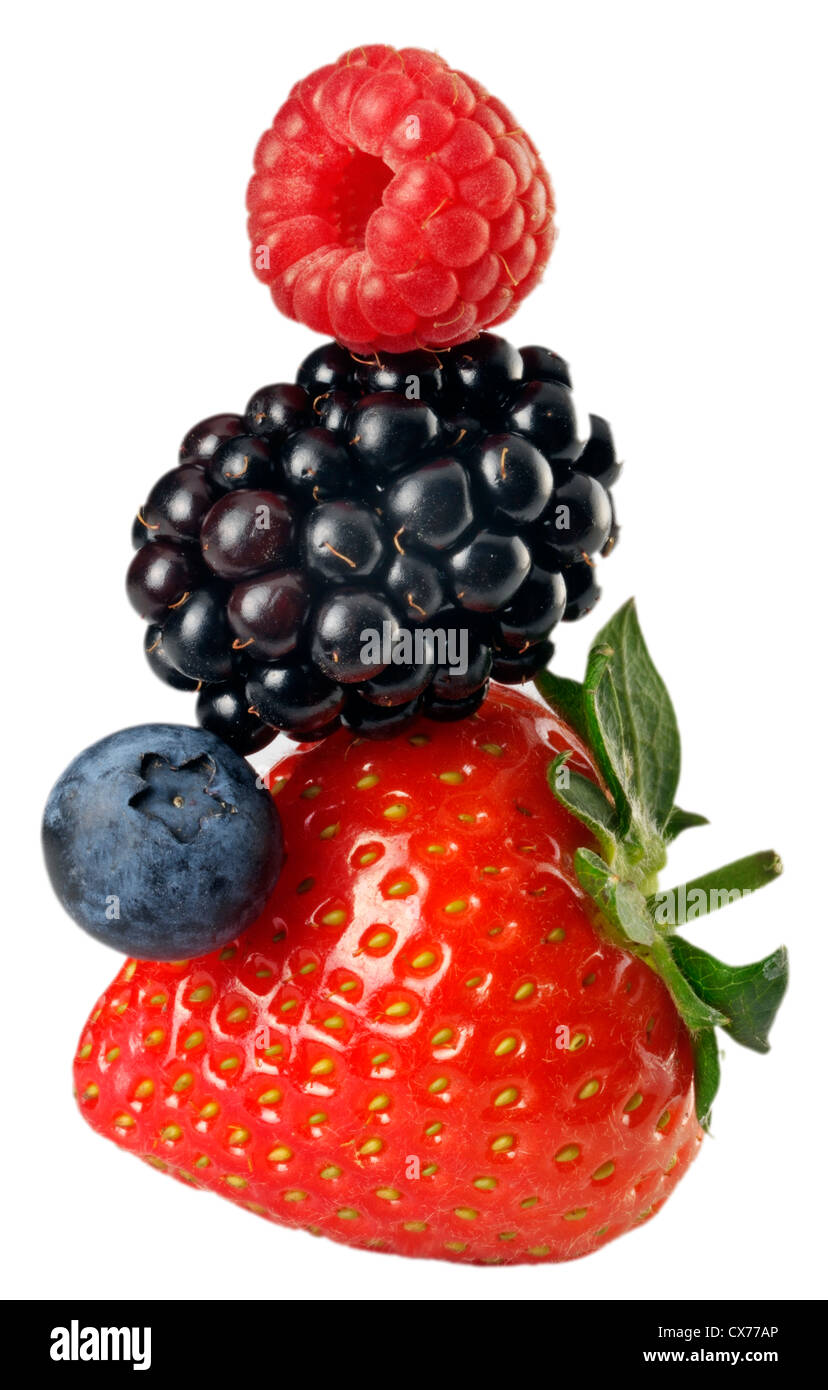 STACK OF SUMMER FRUIT BERRIES Stock Photo - Alamy