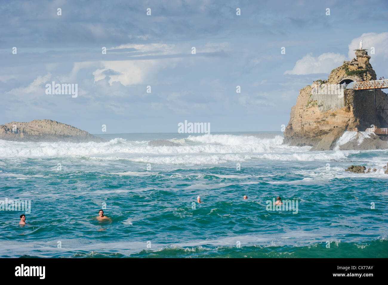 Group of people bathing in Port-Vieux Biarritz France Stock Photo - Alamy