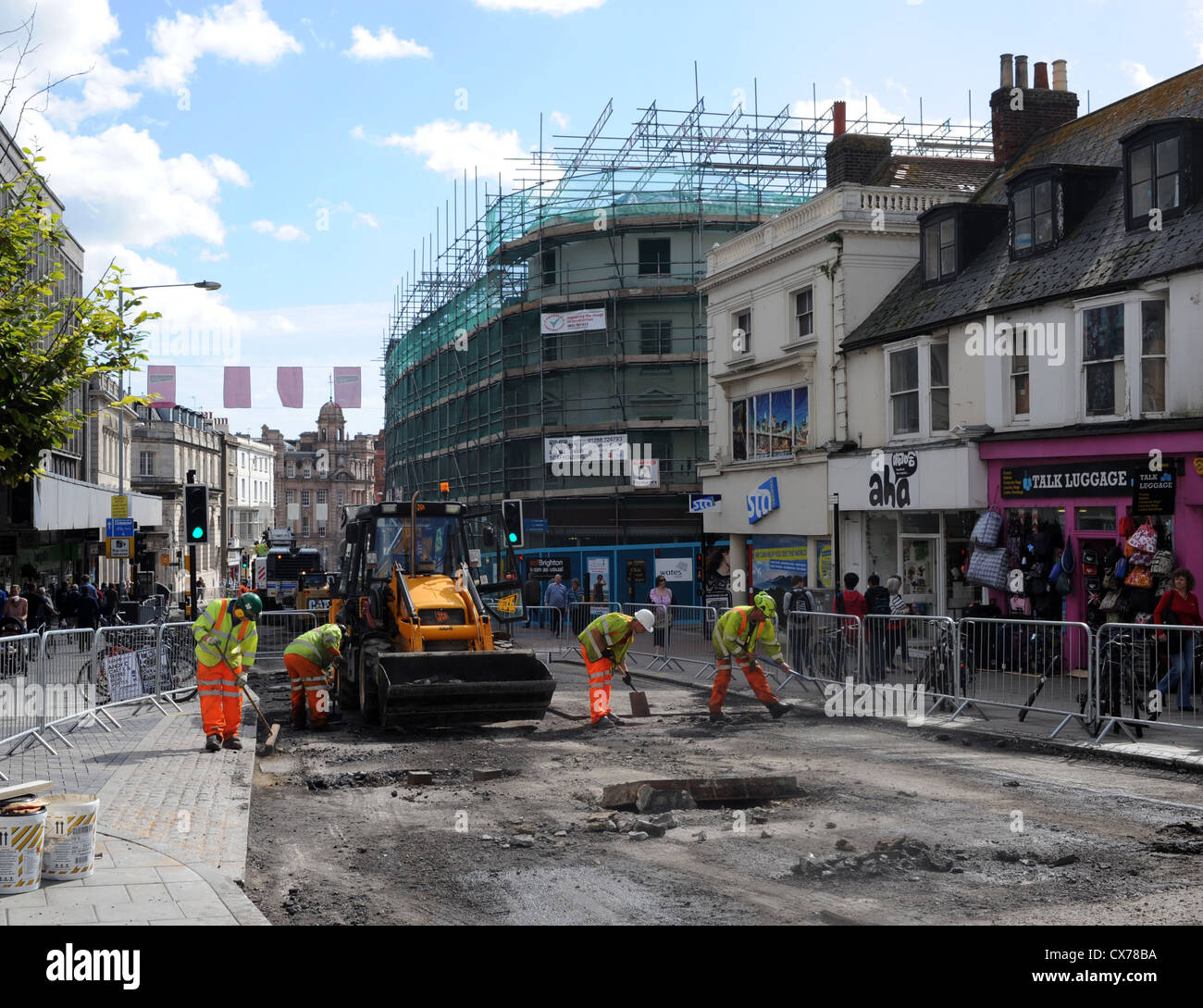 Roadworks in North Road Brighton where resurfacing is taking place UK ...