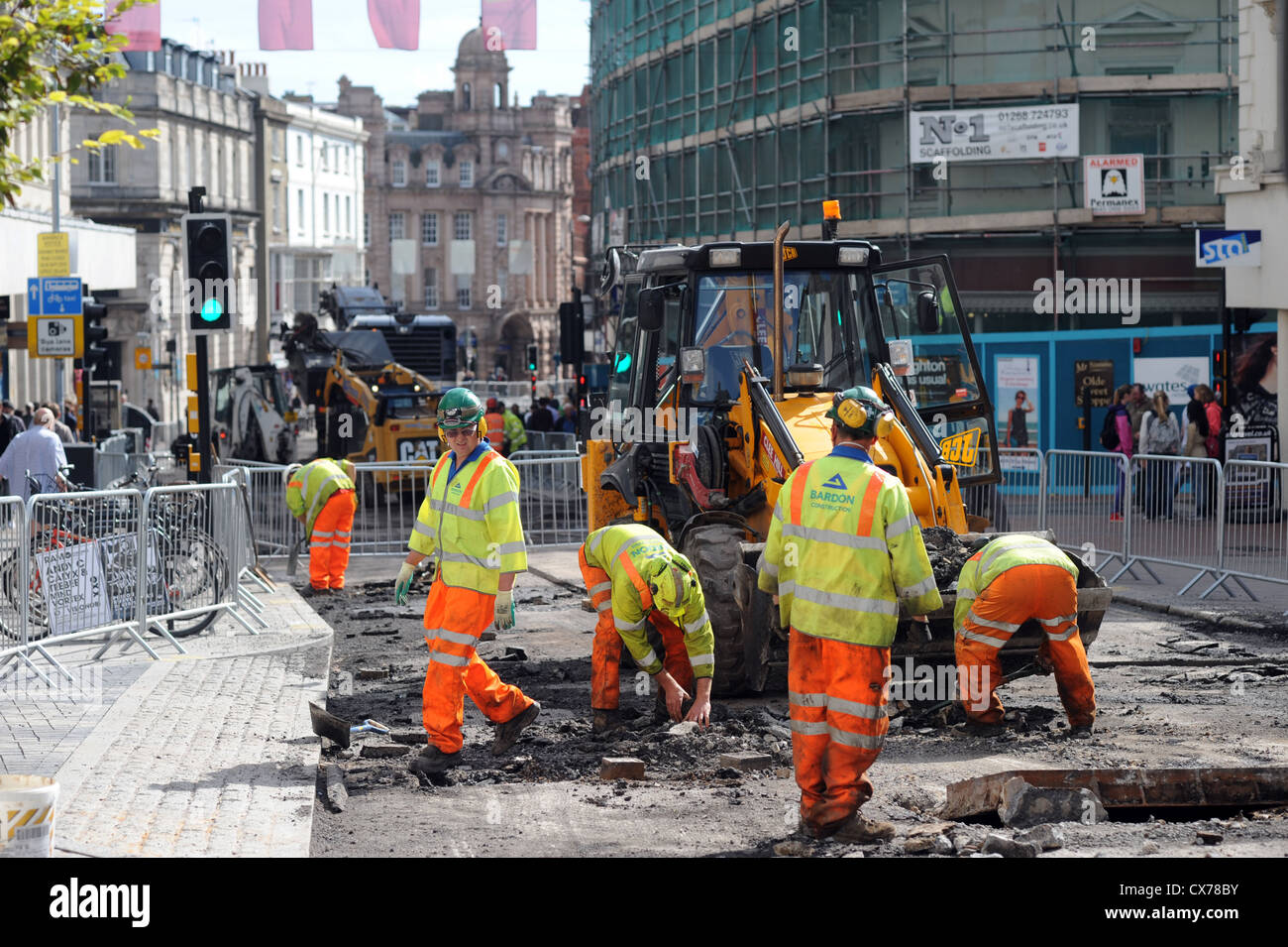 Roadworks in North Road Brighton where resurfacing is taking place ...