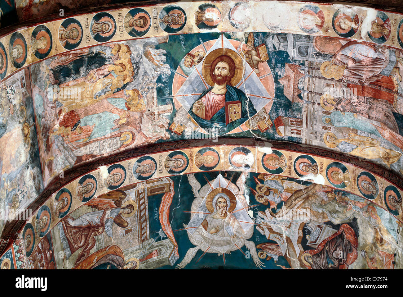 Mural painting (14th century), St. George's Monastery church, Ubisi ...