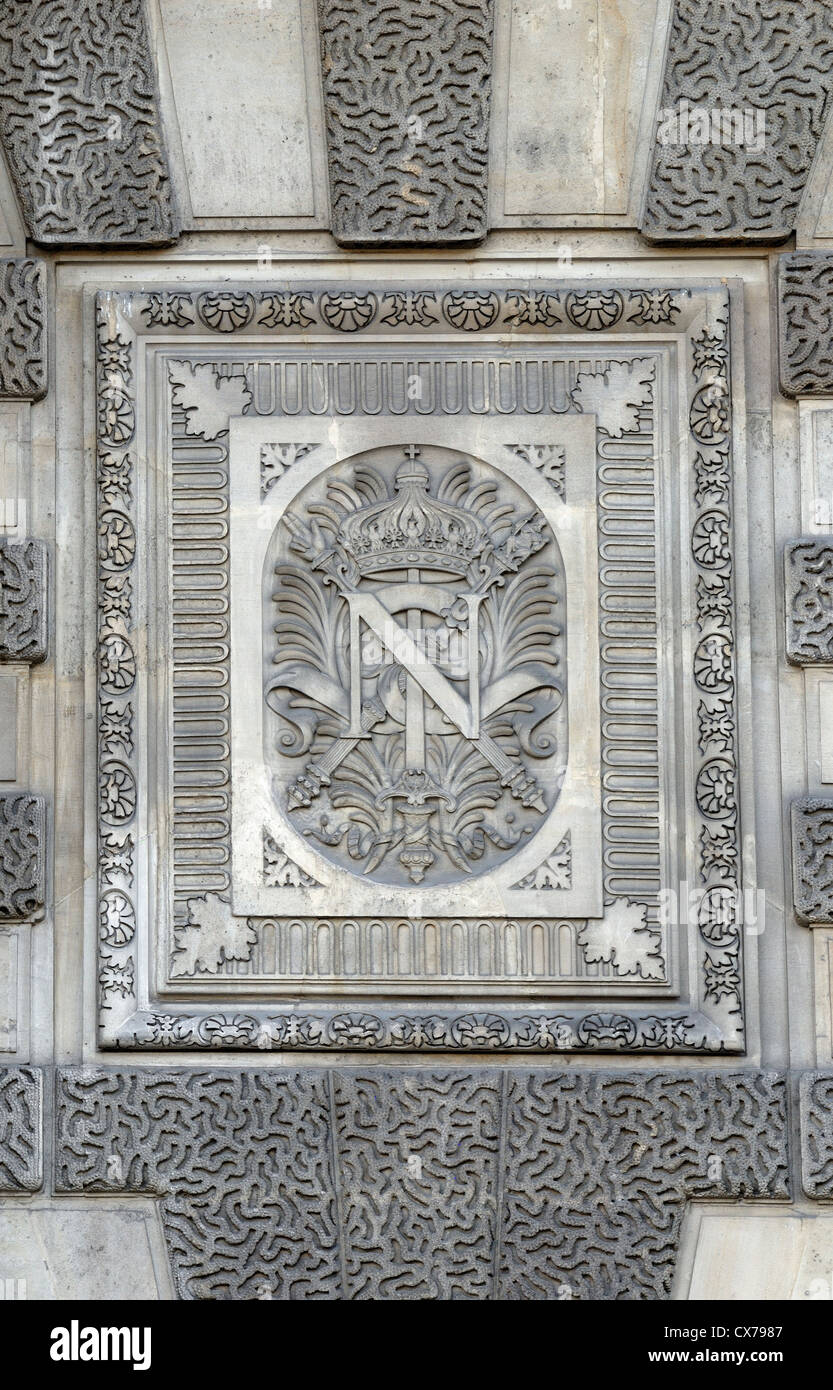 Paris, France. Palais du Louvre. Pavilion de Rohan - monogram: Napoleon ...